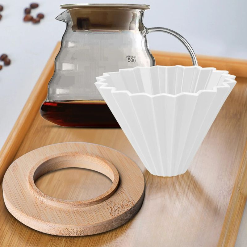 Porte Filtre à Café en Bois et Entonnoir en Céramique | C&T